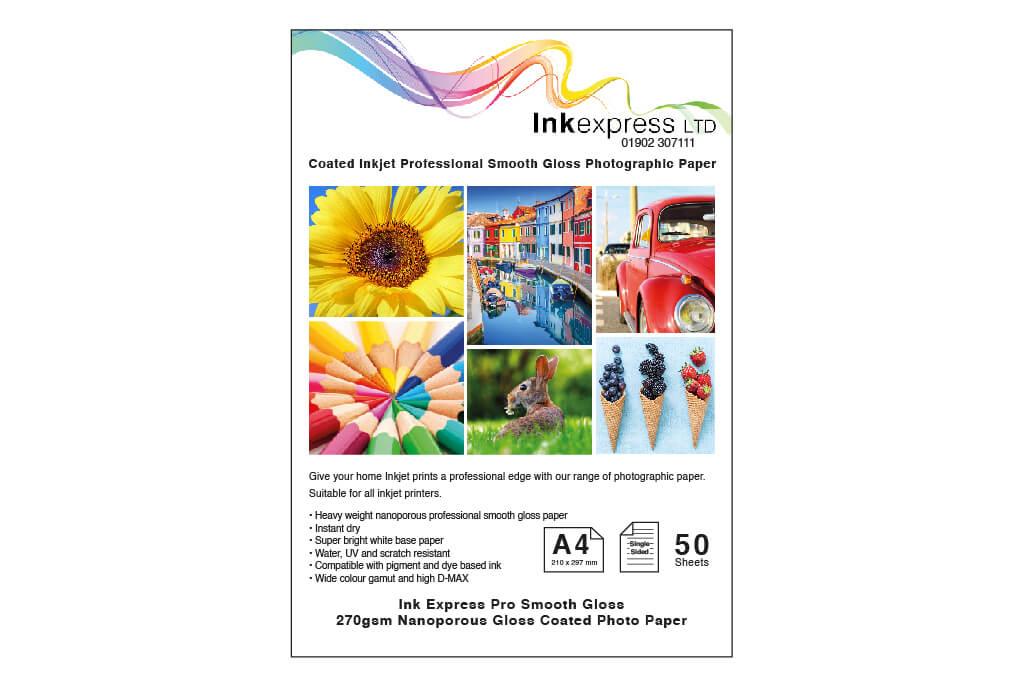 Ink Express A4 270gsm Nanoporous Pro Smooth Gloss Photo Paper | Ink Express