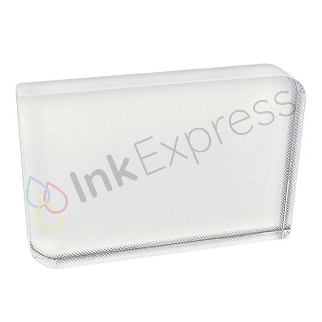 Medium Rectangular Glass Block with Round Corners | Ink Express